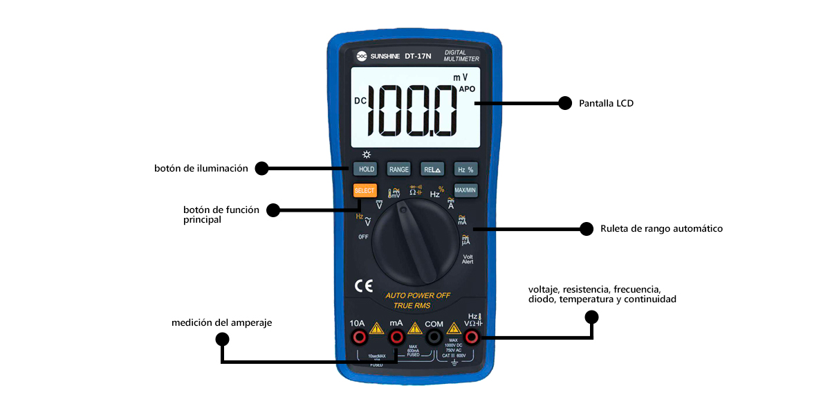 Multímetro DT-17N Sunshine: así es como funciona la herramienta